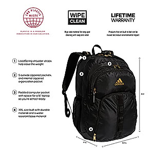 adidas Unisex Prime 6 Backpack, Black/Gold Metallic, One Size
