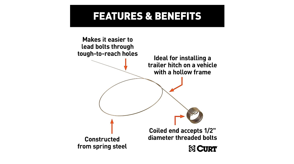 CURT 58400 18-Inch Trailer Hitch Fish Wire for Easy Bolt Installation