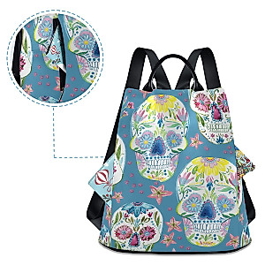 ALAZA Sugar Skull the Day of Dead Backpack Purse with Adjustable Straps for Woman Ladies