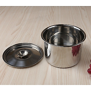 Stainless Steel Stew Pot Non Stick Multi Functional Original Flavor with Lid Convenient and Practical for Seasoning, Soups and Containers (Large 16x16x11cm/6.3x6.3x4.33in)