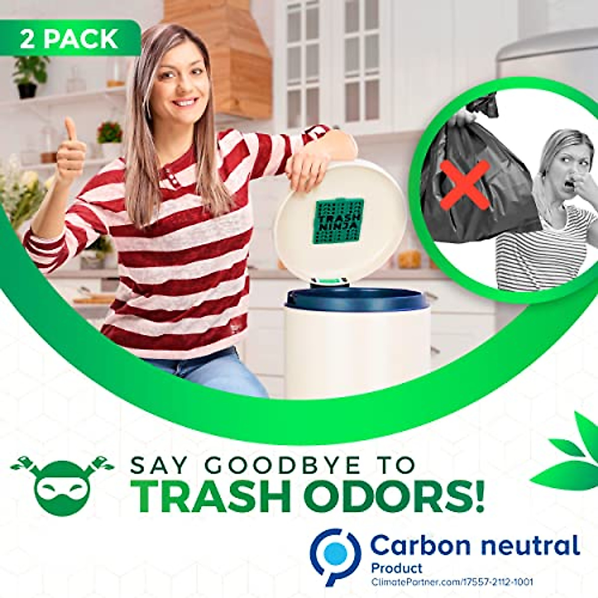 Refrigerator, Fridge, Freezer Deodorizer and Odor Eliminator (2 Pack) and Trash Can Deodorizer and Odor Eliminator (2 Pack)
