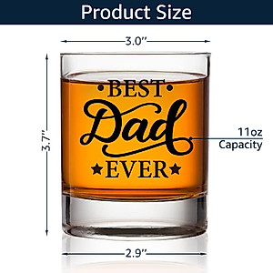 TOUNER Best Dad Ever Whiskey Glasses, Fathers Day Gift For Dad, Funny Birthday Gifts For Men, Dad, New Dad, Unique Gift Idea For Him from Kids, Daughter, Son, Birthday Present Idea For Men