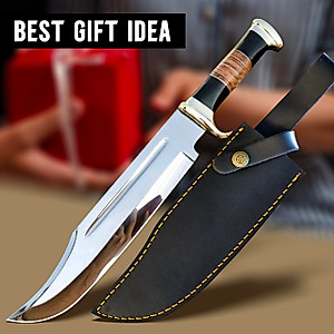 Rising Crafts 14" Crocodile Dundee Bowie Knife - Fixed Blade Survival & Hunting Knife With Sheath - Tactical for Camping, Outdoor, Bushcraft - Gift for Men