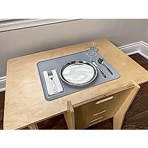 Kids Silicone Montessori Placemat for Toddlers | Children Plate Mat for Dining Table Setting | by Fire Rooster Kids (Grey, 1)