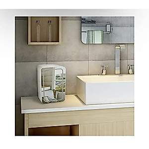 Personal Chiller LED Lighted Mini Fridge with Mirror Door Refrigerator, White