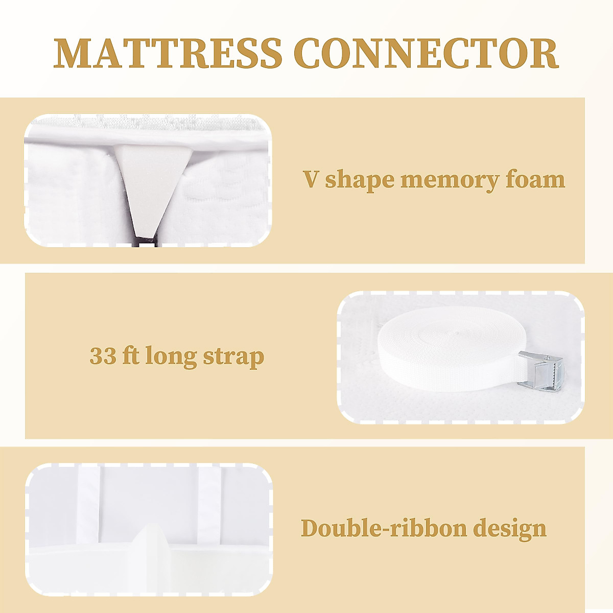 Bed Bridge Twin to King Converter Kit - Adjustable V-shape Bed Connector -Extra Wide Bed Gap Filler - Non-Slip Design Mattress Connector - Light Upgrade Easily Combine - Storage Bag Included