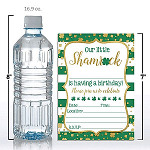 Our Little Shamrock St. Patrick’s Day Birthday Party Invitations, 20 5x7 Fill In Cards with Twenty White Envelopes by AmandaCreation