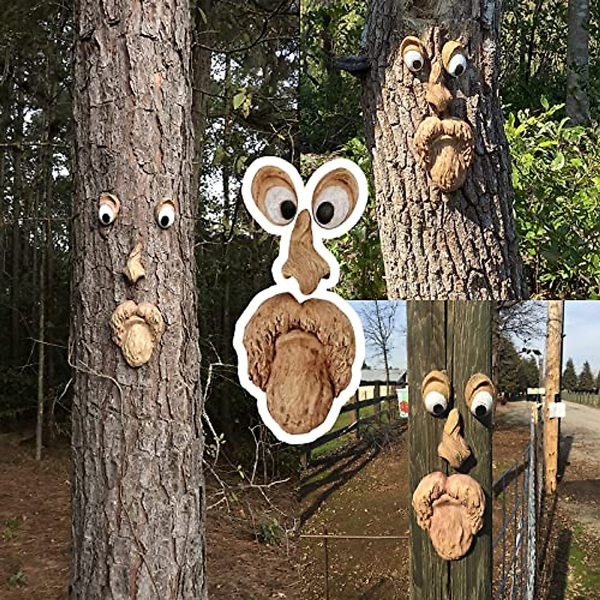 Old Man Tree Hugger Tree Face Decor Statues Bark Ghost Face Facial Features Decoration Whimsical Sculpture Garden Peeker Tree Face Decor for Outdoor Funny Yard Garden Art for Easter Creative Props
