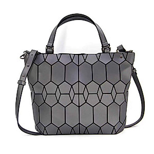 Kbinter Geometric Luminous Purses and Handbags Shard Lattice Eco-Friendly Artificial Leather Rainbow Holographic Purse (Gray)