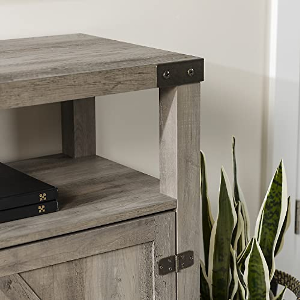 Walker Edison Georgetown Modern Farmhouse Double Barn Door Highboy Storage TV Stand for TVs up to 65 Inches, 58 Inch, Grey Wash