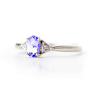 Galaxy Gold GG 14k Solid White Gold Ring with Diamonds and Tanzanite - Size 8.0