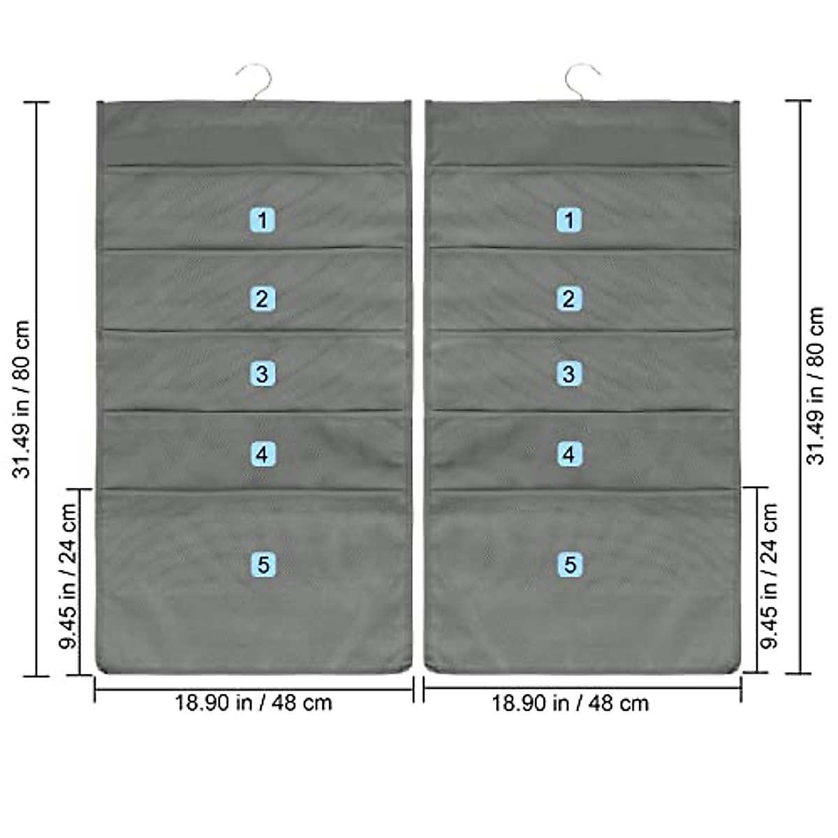 Lirex Hanging Organizers 2 Pack Bundle, 8-Pocket Handbag Hanging Organizer and 10-Pocket Underwear Hanging Organizer Bra Storage, Oxford Cloth Organizer for Family Closet Bedroom, Universal Fit