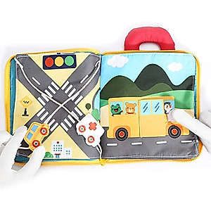 Felt Quiet Books - 9 Kinds Vehicle Identify Skill Boys and Girls, Ultra Soft Baby Book Touch and Feel Cloth Book, 3D Books Fabric Activity for Babies /Toddlers, Learning to Sensory Book、Busy Book