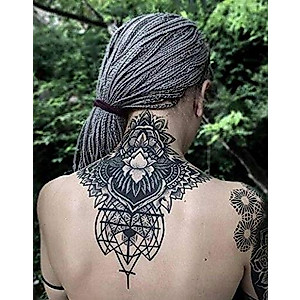 Temporary Floral Tattoos Adults for Women Temporary Neck Long Lasting Temp Realistic Fake Unique Tattoo Mandala Body flowers Sticker Women Real Looking Fake Tatoos (geometry)