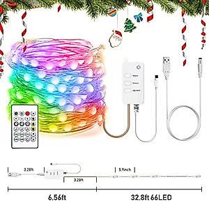 AvatarControls 32.8ft Smart Fairy Lights Works w/ Alexa Google, Color Changing LED Lights With Remote&APP, Music Sync Fairy Lights with 20 Flash Modes, Dreamcolor Plug In USB String Lights with Timer