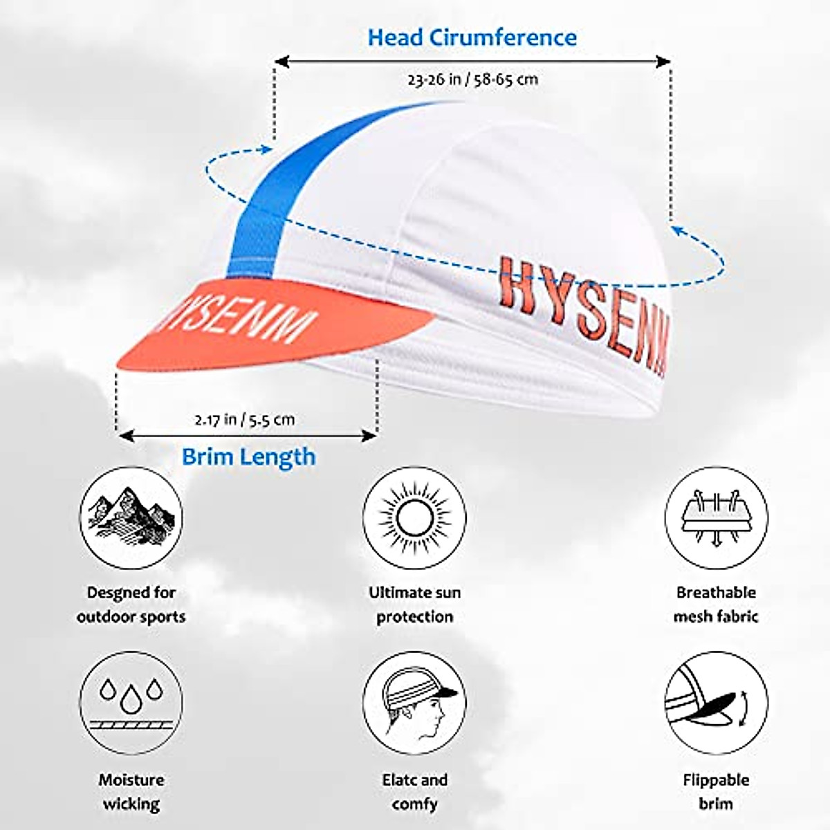 Hysenm 2 Pack Cycling Cap Helmet Liner Skull Cap for Men, Bike Hat Cycling Cap for Men Under Helmet Motorcycle Bicycle Caps Sweat Caps