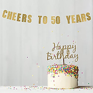 Pre-Strung 50th Birthday Banner - Over the Hill 50th Birthday Decorations Men , 50 Birthday Supplies , 50 Year Old Birthday Decor , Cheers to 50 Years Bday Party Decorations - By Prazoli