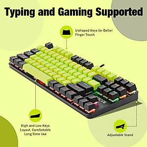 CHONCHOW Mechanical Gaming Keyboard 75% Tenkeyless Blue Swtiches, Compact 87 Keys Rainbow LED Backlit Keyboard Compatible with Window PC Laptop