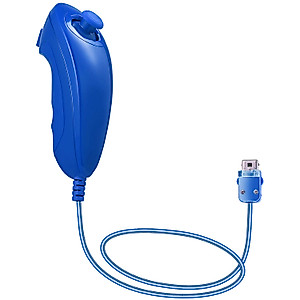 KIWITATA 2 Pack Wii Nunchuck Controllers, Wii Nunchuk Replacement Remote Joystick Gamepad for Wii Wii U Video Console(Red+Blue)