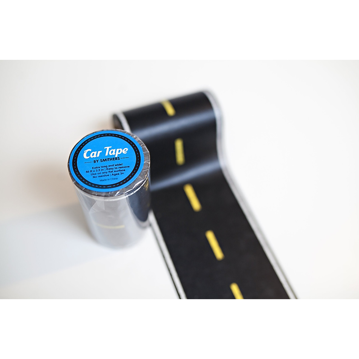 Car Tape, Extra Long and Wide! 3.5 in x 50 ft, Toy Car Road Tape Track for Kids, Great Accessory to Die Cast Cars and Train Sets. Sticker with Printed Street to Play on Floors.