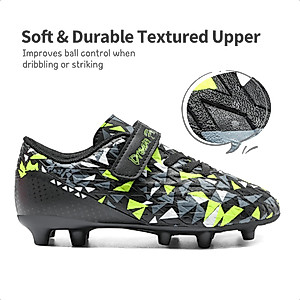 DREAM PAIRS Boys Girls Soccer Cleats Kids Football Shoes for Little/Big Kid SDSO2307K,Size 6 Big Kid,Black/Neon Green