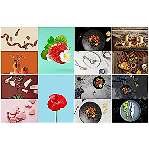 zyckTech 7Pcs 14Patterns Photography Background Paper with Stand, 34x23in Double-Sided Photo Tabletop Backdrops Props for Food Jewelry Cosmetics Makeup (Black White Blue) (PBP03247PCS)