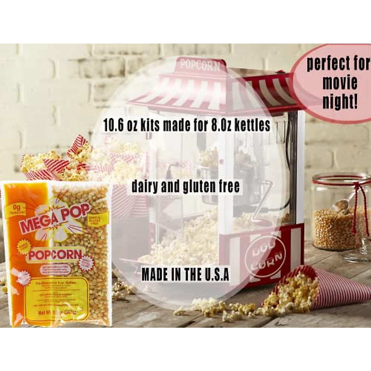 Mega pop Popcorn Kit - 10.6 Oz. (10.6 Oz. kit for 8oz. kettles) (12 Count)