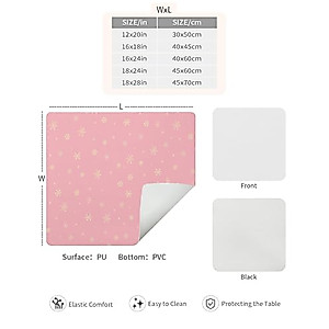 Coffee Mat for Counter, Christmas Gold Snowflake Pink Absorbent Hide Stain Coffee Bar Mat, Non-slip Coffee Bar Accessories Kitchen Drying Mat Fit Under Coffee Maker Espresso Machine