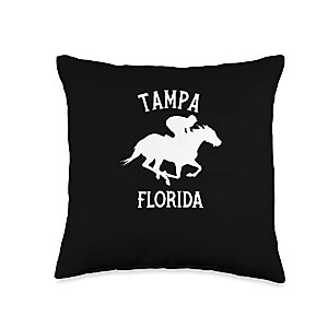 Tampa Florida Horse Racing Apparel Tampa Florida Horse Racing Throw Pillow, 16x16, Multicolor