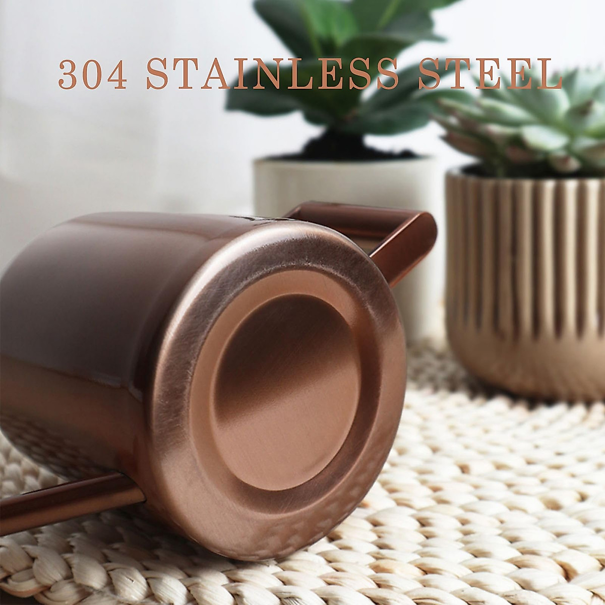 Watering Cans, 10oz/300ml Stainless Steel Long Spout Small Watering Sprinkling Pot, Indoor Outdoor Garden Flower Succulents Plant Watering Cans, Stylish Gardening Decoration(Bronze)