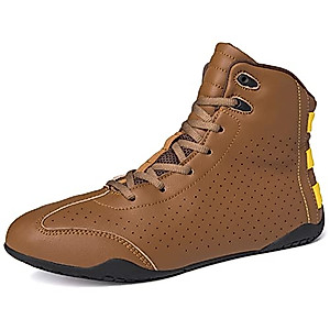 Unisex Wrestling Shoes for Men Women Boxing Shoes Youth Kick Fighting Shoe Boxing Sneaker,Brown