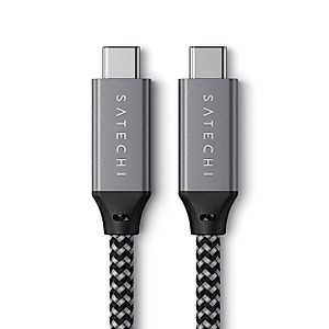 Satechi USB C to USB C 4.0 Pro Cable, 140W Power Delivery, 8K Resolution @ 60Hz, 4K @ 120Hz Single or 4K @ 60Hz Dual Display, 40Gbps Data Transfer, Downward Compatible to 2.0 USB C Devices (10in/25cm)