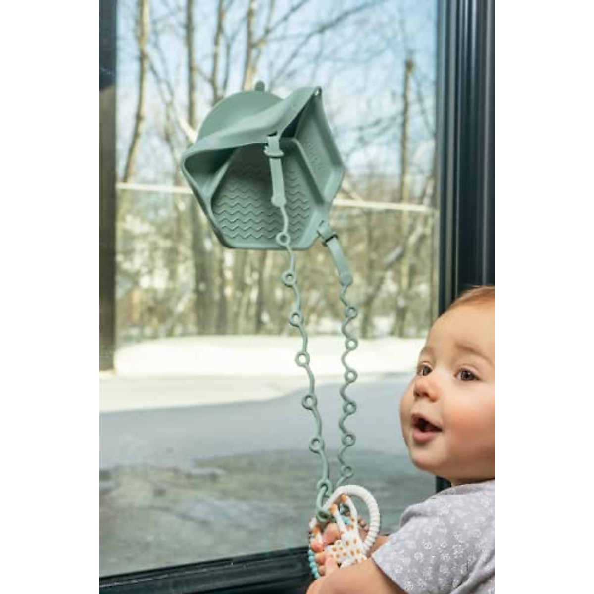 Smack Fun - The Original All-in-one Suction Plates + Safety Toy Straps - Silicone Suction Plates for Toddlers + Baby - First Foods + Self-Feeding. Comes with 2 straps (Tradewinds)