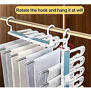 HS&ROXIN Space Saving Magic Pants Rack [2 Pieces] Upgraded Clip Anti Slip Design Pants Storage Rack 6-in-1, Suitable for Skirts, Jeans, Casual Pants, Scarves, etc