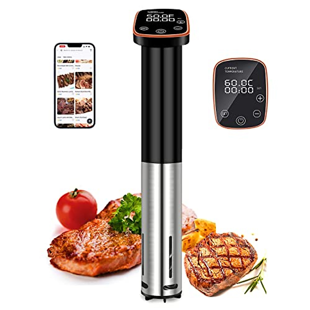 Sous Vide Cooker, WIFI Sous Vide Machine Precisional Cooker, IPX7 Waterproof, 1100 Watts Quiet Fast-Heating Sous Vide Cooking Machine Immersion Circulator with Recipes on APP and Sous Vide Cooking Precisional Machine