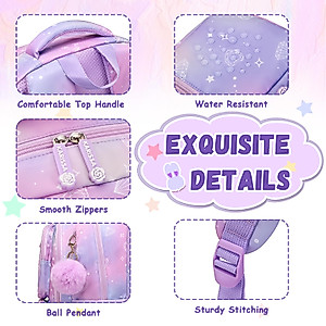 PIG PIG GIRL Kids Backpack for Girls - School Bags for Middle School Students - Book Bag for Elementary Primary School - Purple