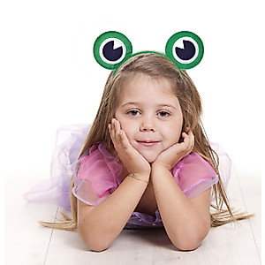 Yilistore Green Frog Ear Headband, Frog Eyes Headband Jungle Safari Headbands,Cartoon Animal Ears Headpiece for Halloween,Christmas