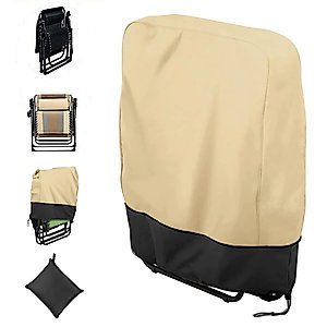 Aofeite Outdoor Folding Zero Gravity Chair Covers, Upgraded Oversized Durable Recliner Cover,420D Oxford Waterproof UV Resistant Lawn Beach Chair Patio Furniture Covers (43Inch Beige)
