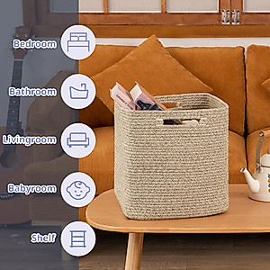 OIAHOMY Storage Cubes, 13 Inch Cube Storage Organizer, Collapsible Storage Bins, Baskets for Organizing, Storage Bins for Shelves-Brown, 2-PACK