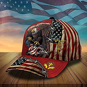 CleveFit 3D Printed, One Nation Under God Baseball Cap, American Eagle Hat for USA Patriots, Unique Design Hat (Bdnh110613htb)