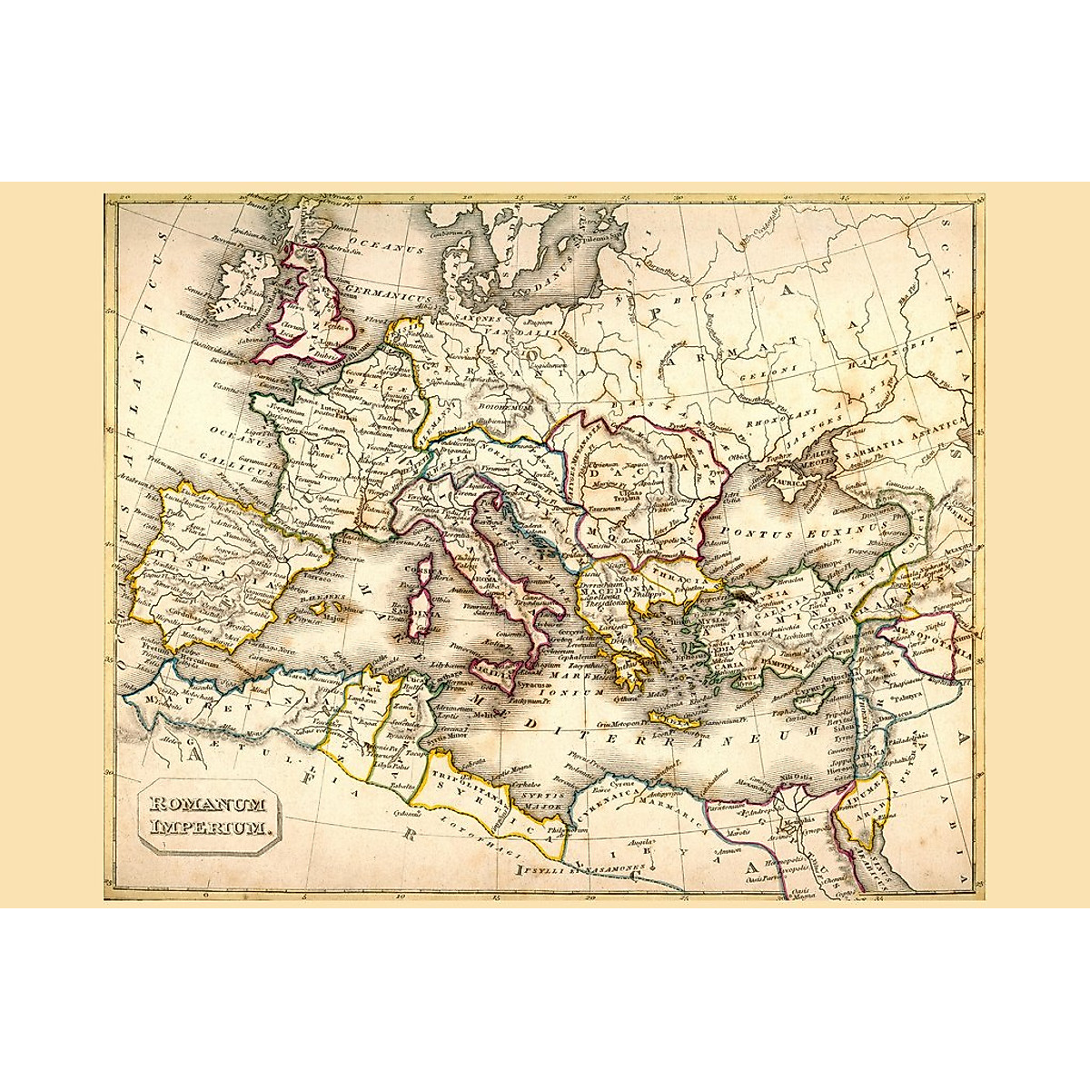 Roman Empire Antique Style Map Wall Art Cool Wall Art Print Poster 12x18