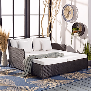 Safavieh PAT7500A Outdoor Collection Cadeo Black and White Cushion Daybed