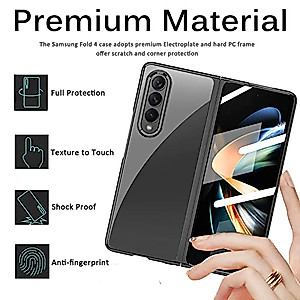Miimall Compatible for Samsung Galaxy Z Fold 4 Case with Built-in Screen Protector, Hard PC Slim Thin Shockproof Heat Dissipation Shell Anti-Scratch Case Protector Bumper for Z Fold 4 5G 2022(Black)
