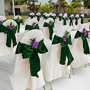 Aneco 12 Pack Satin Table Runner 12 x 108 Inch Forest Green Long Wedding Satin Silk Table Runner for Wedding Banquet Graduations Birthday Party Decoration