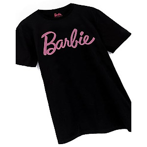 Barbie Women's Black Logo Tee | Iconic Brand | Fashionable Retro Top | Comfortable Fit Movie Merchandise - Small