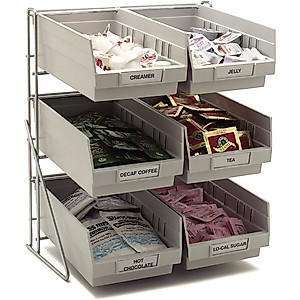 CFS 381206LG Chrome Plated Steel Wire Packet Rack, 4 qt Capacity, 14" Length x 12" Width x 18" Height, Gray