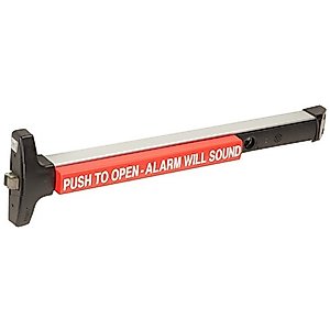 Detex V40EB62836 Rim Exit Device for 36" Wide Door, Exit Alarm with 9 Volt Battery, Clear Anodized Aluminum Finish
