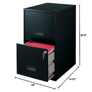Filing Cabinet Size 18" Deep 2 Drawer Metal Steel Organization File Cabinet with Lock, Black