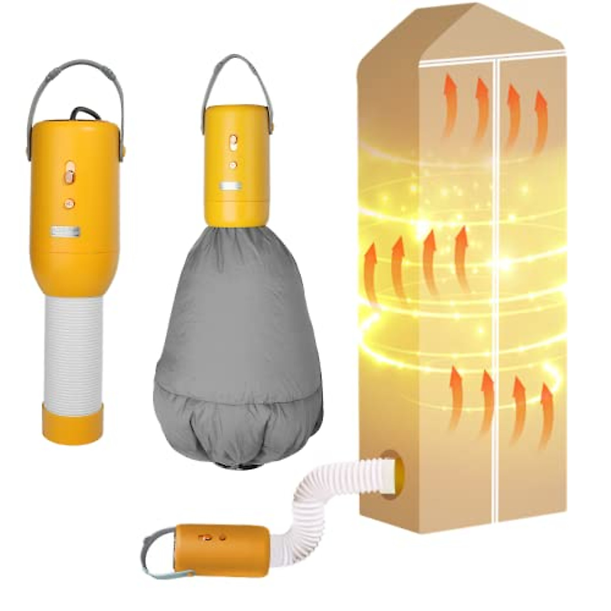 Homaisson Portable Clothes Dryer, 200-400W Multifunctional Small Dryer with Big Clothes Bags and Warm Shoe Expansion Tube for Travel Home Laundry