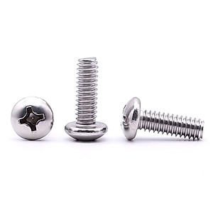 #10-24 x 3/4" Pan Head Machine Screw, Phillips Drive, 304 Stainless Steel 18-8, Bright Finish, Fully Machine Thread, 100 Pcs